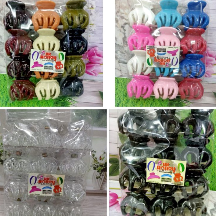 Jual Jedai besar jepit rambut Gigi 5 ukuran 5 cm multiwarna isi 12 pcs | Shopee Indonesia
