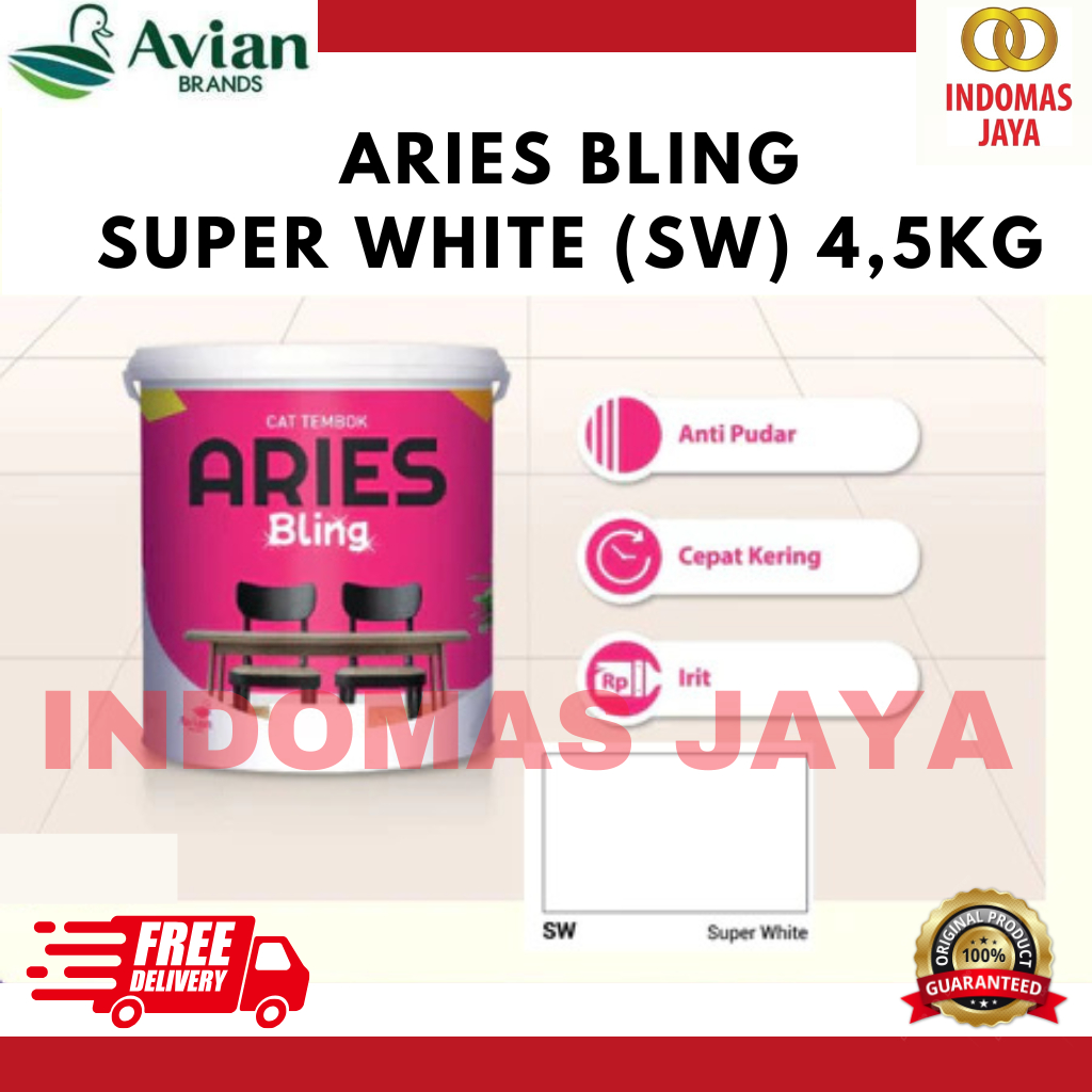 Jual Cat Tembok Interior ARIES BLING Kemasan 4,5Kg - SW SUPER WHITE ...