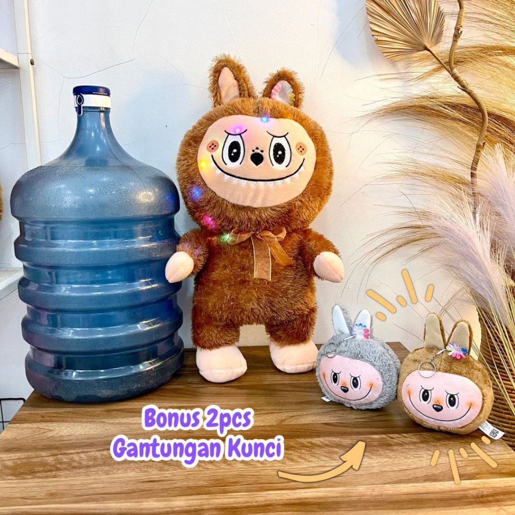 Jual BONEKA LABUBU PAKAI LAMPU LED TINGGI 60CM BONUS 2PCS GANTUNGAN ...