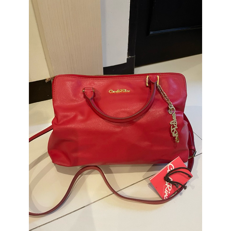 Jual CARLO RINO RED HANDBAG (DENGAN STRAPS) | Shopee Indonesia