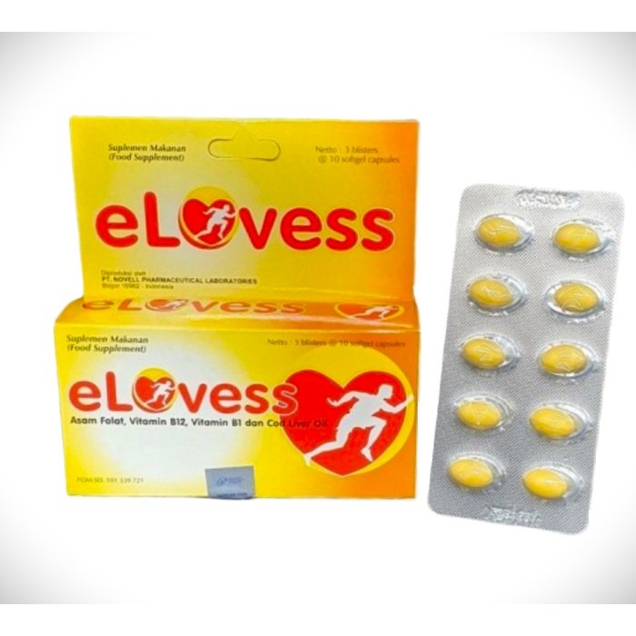 Jual ELOVESS - 1 BOX 30'S KAPSUL - FOLIC ACID - VITAMIN B COMPLEX ...