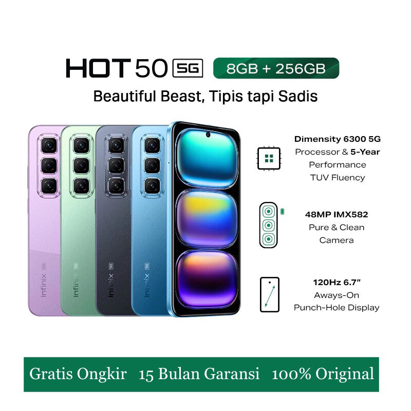 Jual Infinix Hot 50 5G NFC (8GB/256GB) Extended RAM Up to 16GB ...