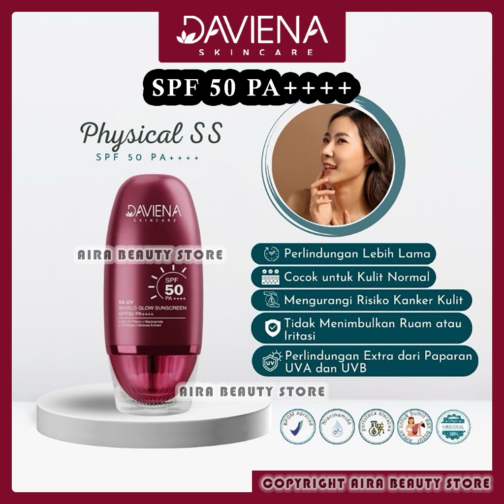 Jual DAVIENA SKINCARE SUNSCREEN DAVIENA DAILY SPF 50 5X UV SHIELD GLOW ...
