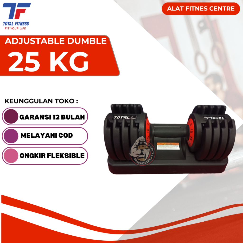 Jual Adjustable Dumble Set 25 Kg Total Fitness - Alat Olahraga Angkat ...
