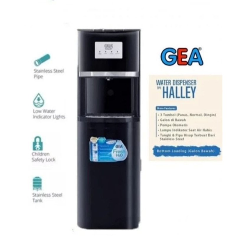 Jual GEA : HALLEY DISPENSER GALON BAWAH KOMPRESSOR 3 KRAN PANAS NORMAL ...