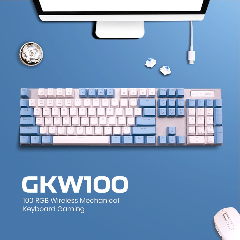 Jual 5Star GKW100 Mechanical Keyboard Blue Switch 104 Keys RGB ...