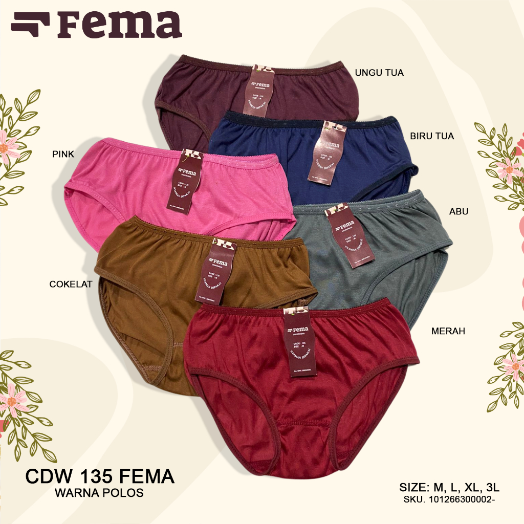 Jual FEMA Official Shop GROSIR 1 LUSIN Isi 12 pcs Celana Dalam Wanita 135 Polos | Shopee Indonesia