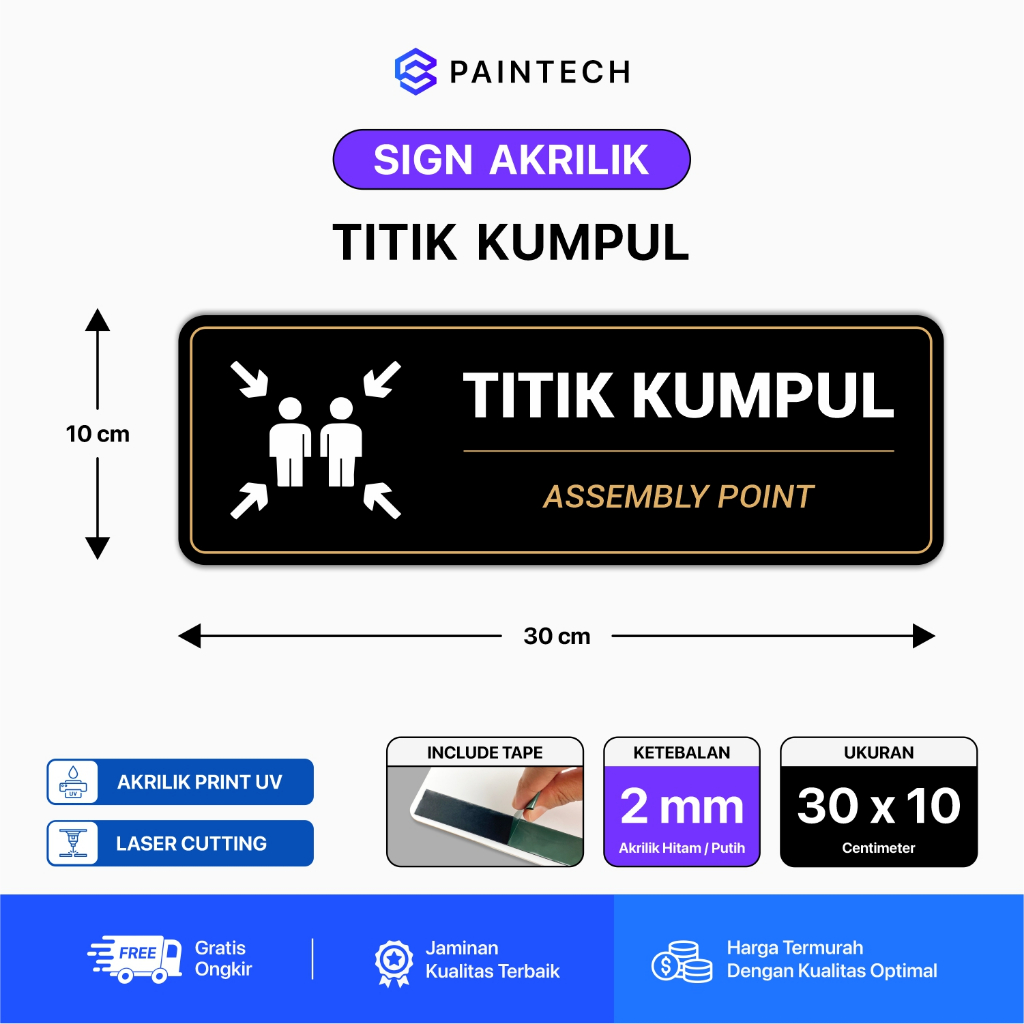 Jual Signage Penanda Titik Kumpul Ukuran 30 X 10 Sign Akrilik Assembly ...