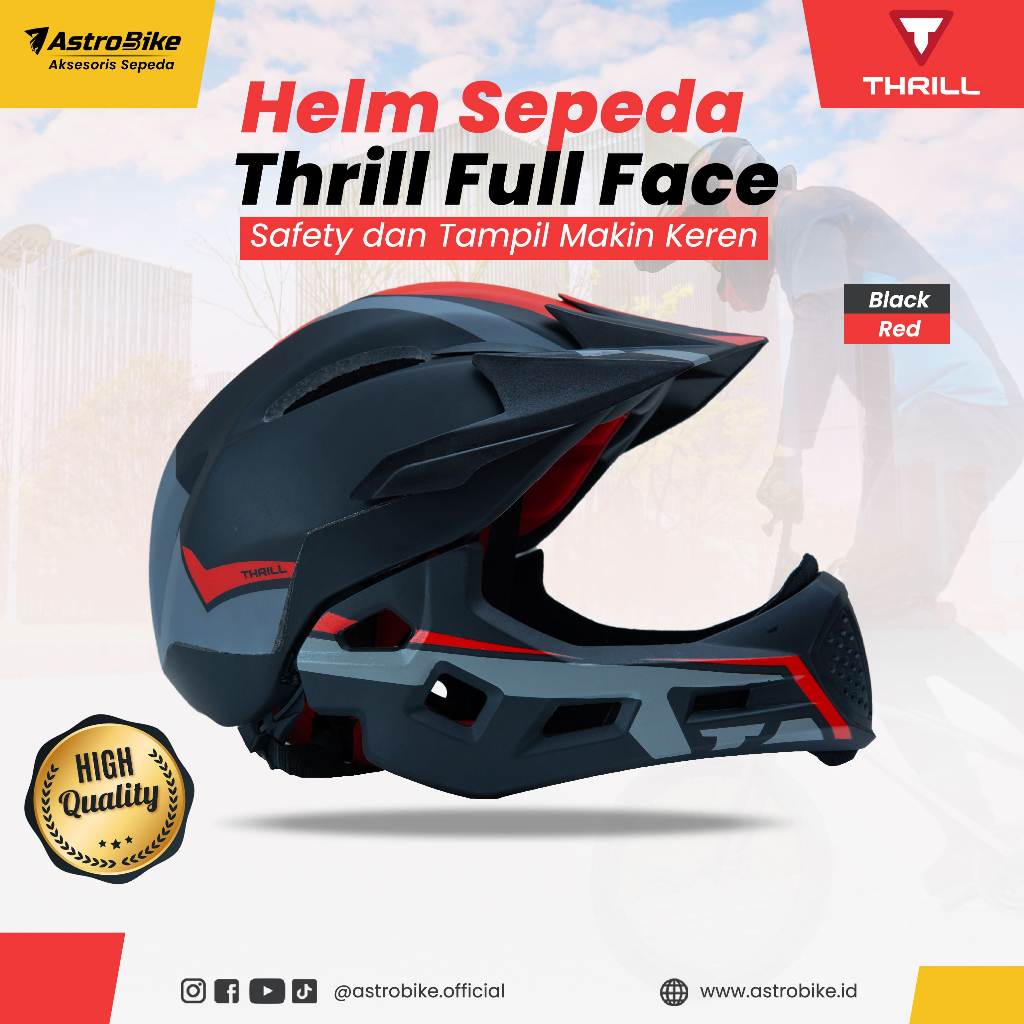 Jual HELM SEPEDA FULL FACE THRILL (SAFETY HELMET) | Shopee Indonesia