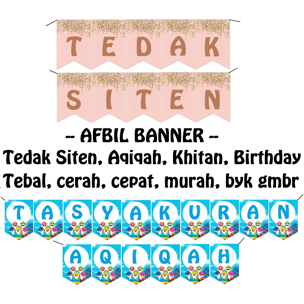 Jual Banner Tulisan Tedak Siten Aqiqah Khitan Tasyakuran Anak / Hiasan ...