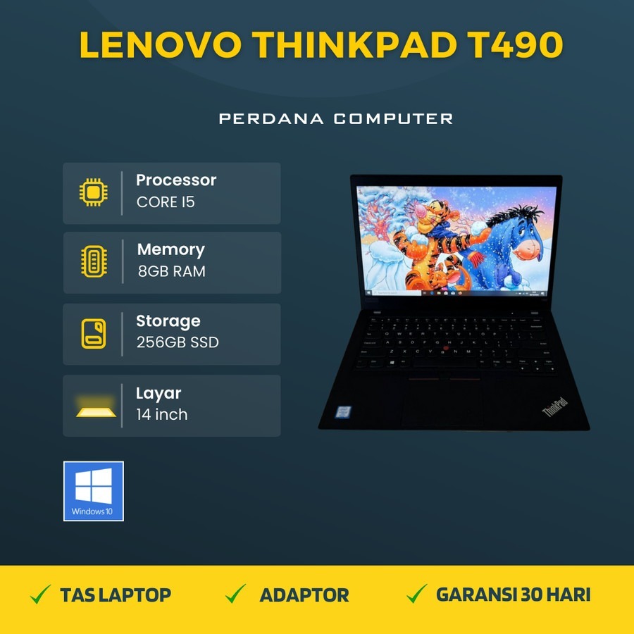 Jual Laptop Lenovo Thinkpad T490 Core i5 Gen 8 Ram Ssd FHD IPS | Shopee ...