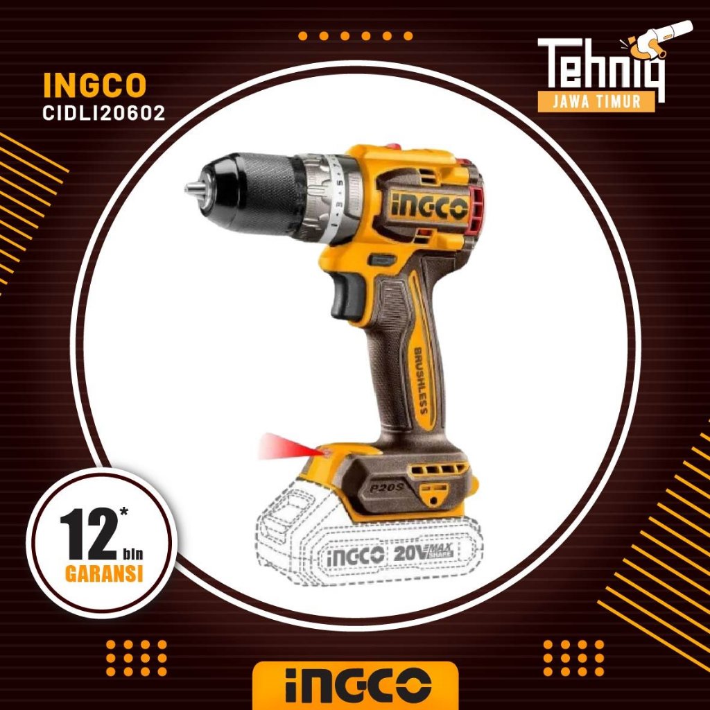 Jual Brushless Impact Drill 13mm / Mesin Bor Tembok Beton 20V Ingco ...