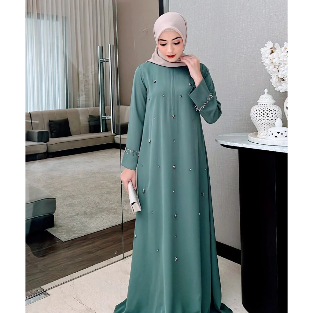 Jual ellyfashion MISKHA DRESS Bahan Cerutty Gamis Lebaran 2024 Model ...