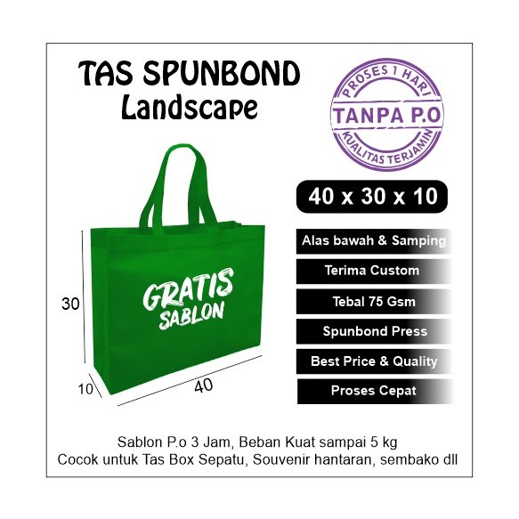 Jual 40x30x10 Tas Spunbond Goodie bag standing Landscape / Tas Box Bag ...
