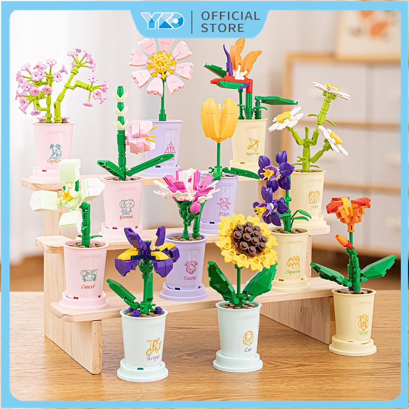 Jual YKO Pot Tanaman Blok Bangunan Mini Mainan Edukatif Bunga Zodiak ...