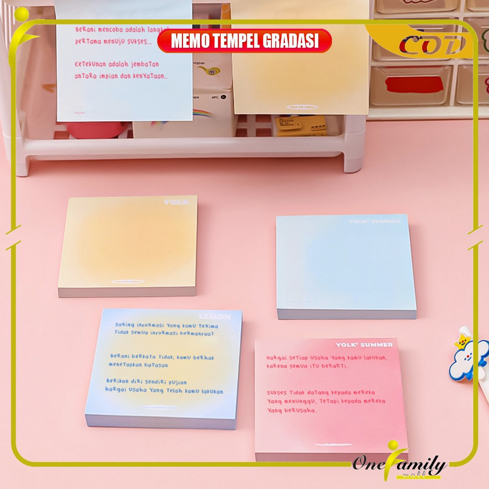 Jual ONE-A102 Sticky Notes Gradasi Polos Isi 50 Lembar Alat Tulis ...