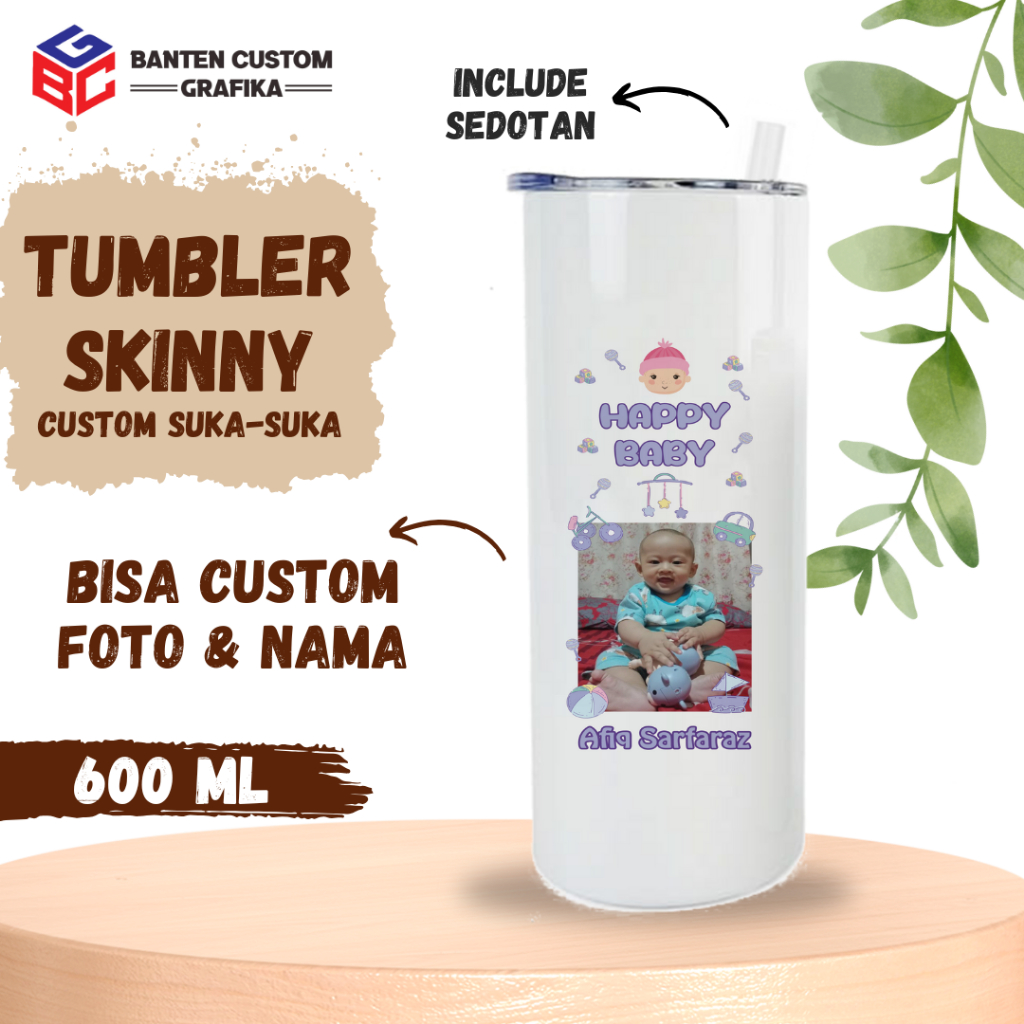 Jual TUMBLER SKINNY 600ml Free Custom Design Foto & Nama Suka-suka ...