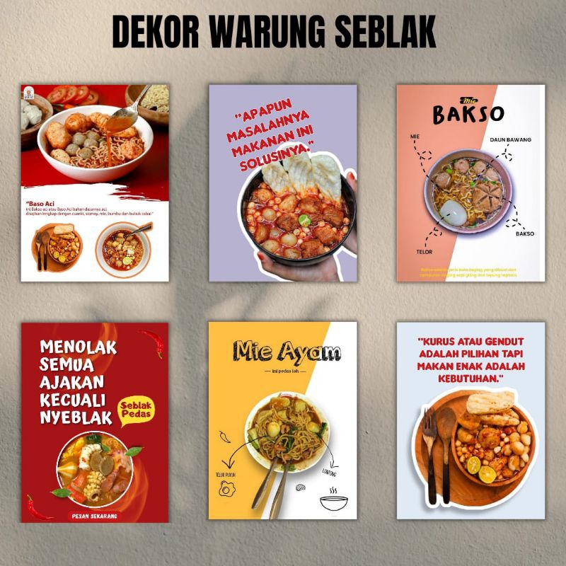 Jual Poster kayu seblak mie ayam bakso baso aci yamin hiasan dinding ...