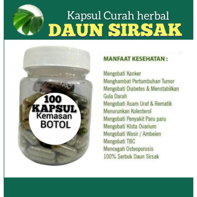 Jual Daun Sirsak 100 Kapsul herbal Curah Kemasan BOTOL | Shopee Indonesia