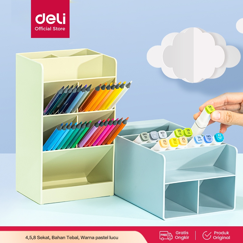 Jual Deli Pen Holder / Rak Tempat Pulpen Pensil 4 5 8 Sekat Pastel Lucu ...