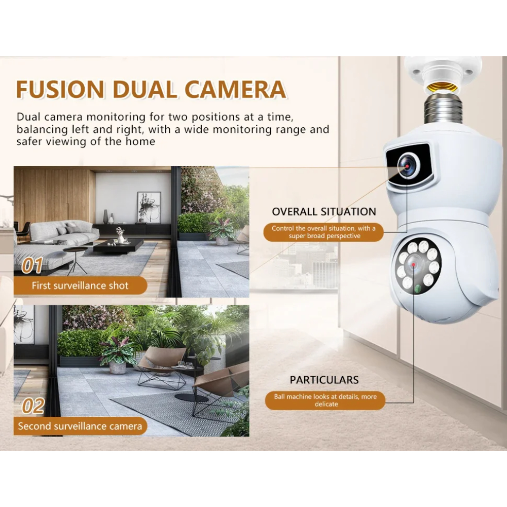 Jual CCTV Bohlam V3 Dual Lens Double Bola Lampu Lensa Dua Wifi Smart IP ...