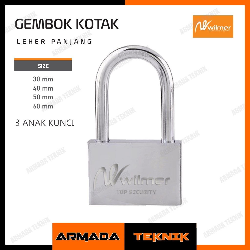 Jual Wilmer Gembok Chrome Leher Panjang 30-60 mm Gembok Rumah Pagar ...