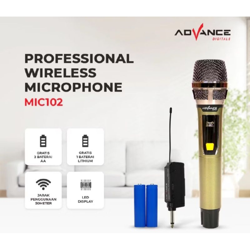 Jual Advance Mic Professional Wireless Microphone Single MIC-102 ...
