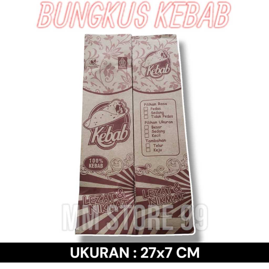 Jual 50 PCS BUNGKUS KEBAB PAPER CRAFT 27x7 CM KEMASAN KEBAB | Shopee ...