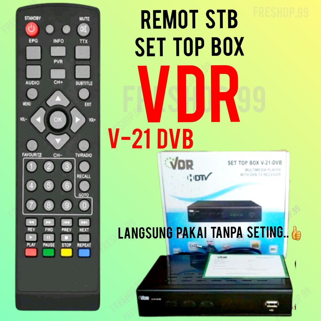 Jual Remote stb vdr v21-dvb set top box remot dvbt2 langsung pakai ...