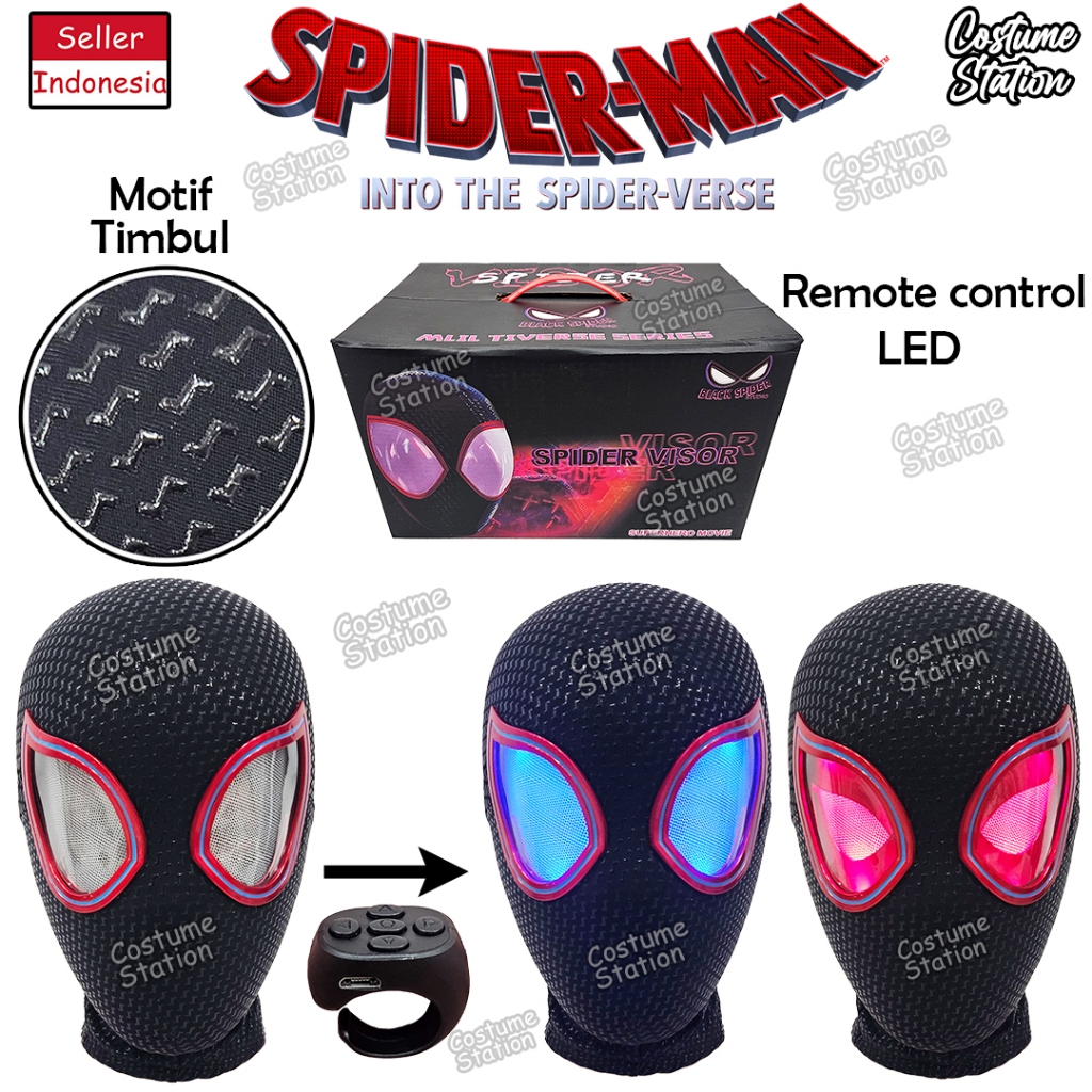 Jual Topeng Spiderman Into Spider Verse New LED Remote Control / Helm ...