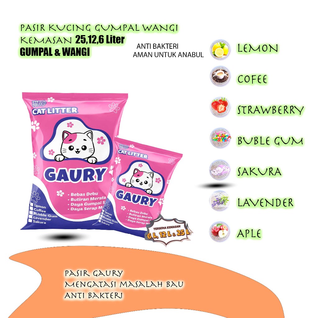 Jual 12 LITER GAURY CAT LITTER-PASIR KUCING GUMPAL WANGI SUDAH DIOLAH ...