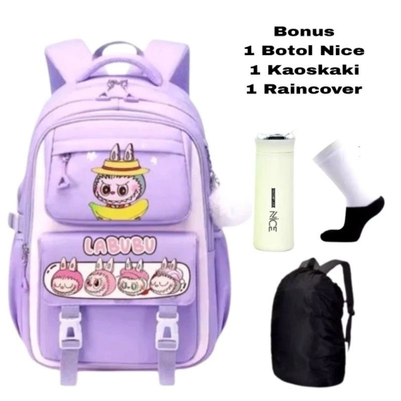 Jual Tas Sekolah 4in1 Anak SD SMP SMA motif Labubu model tas terbaru viral tas anak perempuan ...