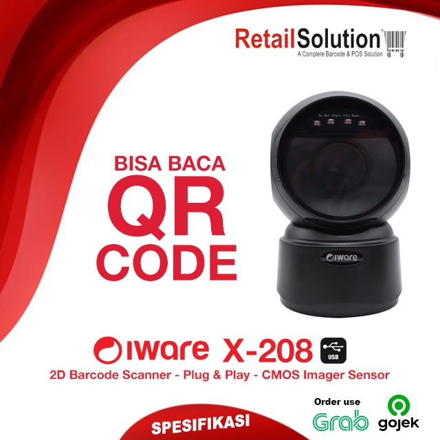 Jual Barcode Scanner 2D USB Omni QR CODE - Iware X-Series X208 X-208 ...