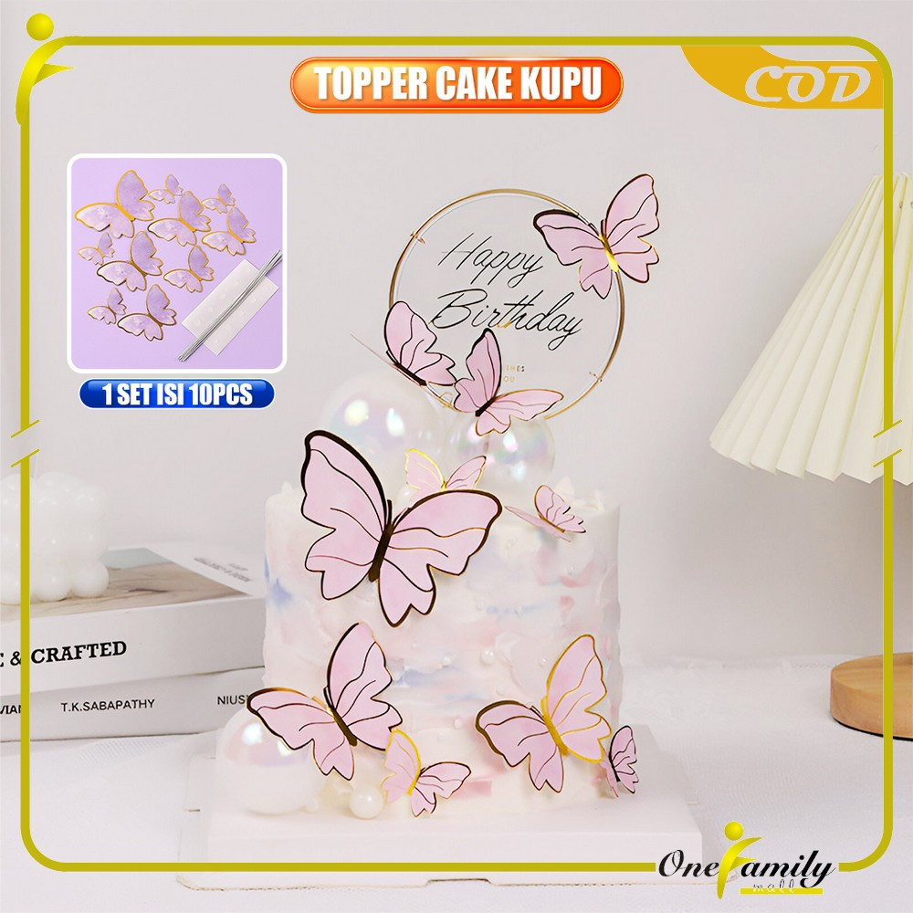 Jual ONE-C1124 Topper Cake Kupu Kupu Isi 10Pcs Topper Dekorasi Kue ...