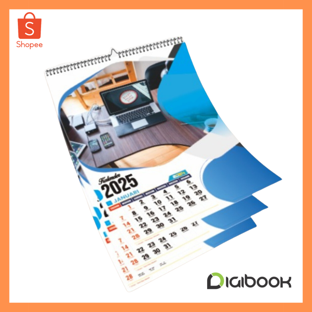 Jual Custom Kalender Dinding 2025 Jilid Spiral Model 6 Lembar Potrait ...