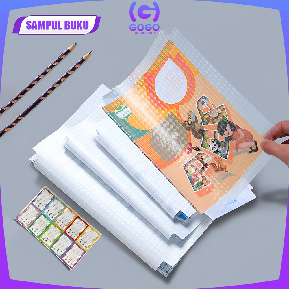 Jual GOGO-A101 Sampul Buku Plastik Isi 10 Lembar Stiker PVC Tahan Air ...