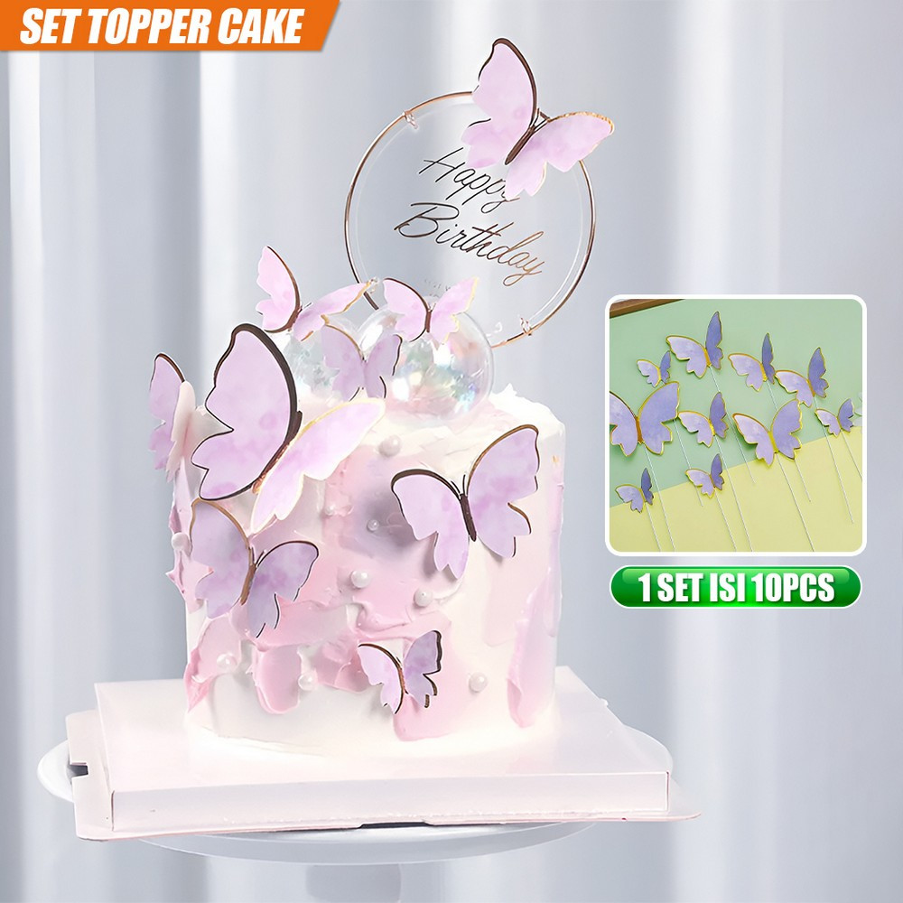 Jual Topper Cake Kupu Kupu Isi 10Pcs Topper Dekorasi Kue Ulang Tahun ...