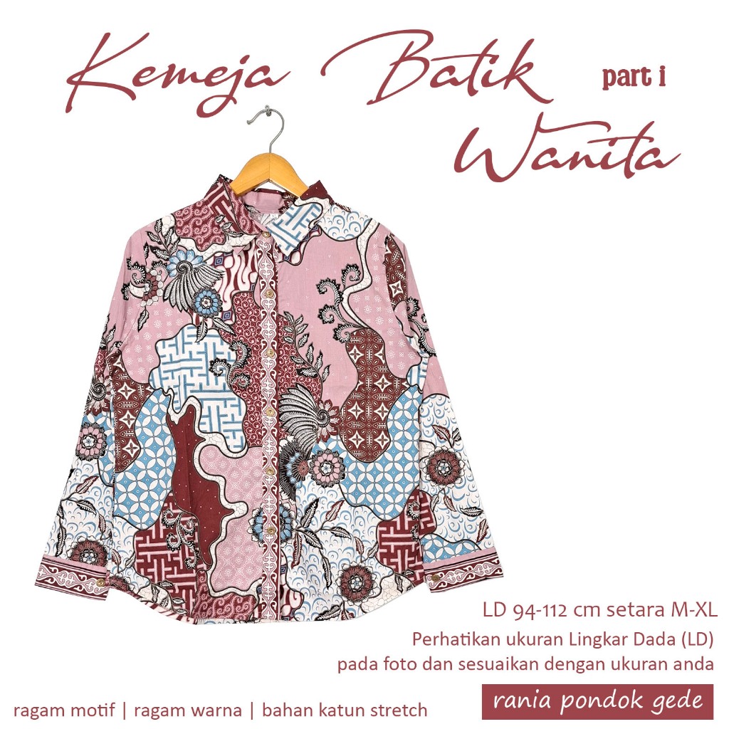 Jual Kemeja batik wanita katun stretch modis lucu keren part I | Shopee ...