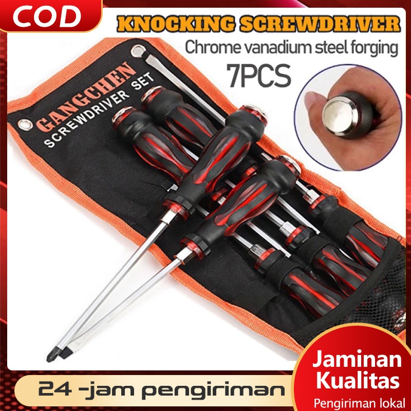 Jual 【COD】Set 7Pcs Obeng ketok dengan obeng berbentuk salib hati ...