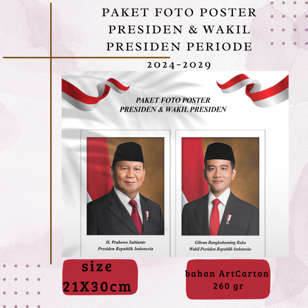 Jual tmc - Poster Foto Presiden Dan Wakil Satu Set Ukuran 21 x 30 Cm ...