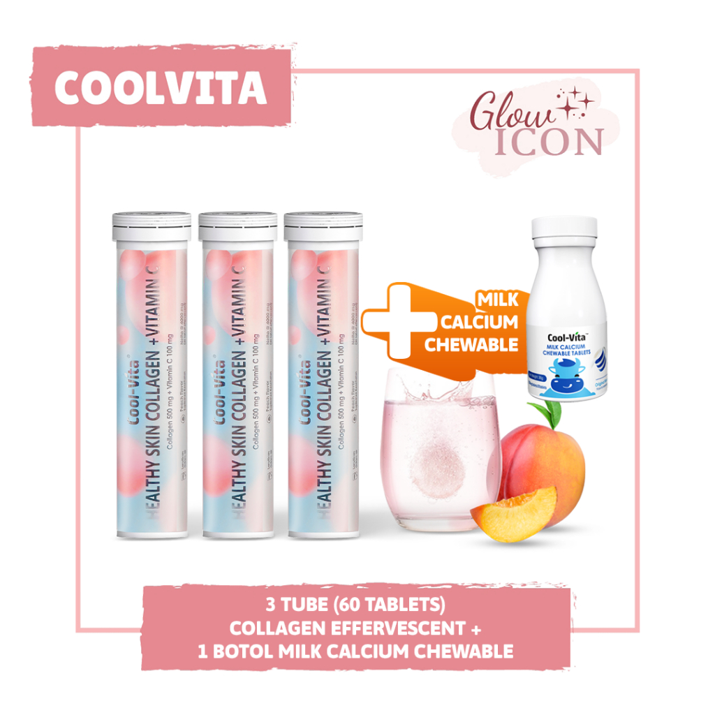 Jual [60 Tablet + 1 Botol] Coolvita Paket Cerah Bersinar 30 Hari Collagen Effervescent Rasa ...