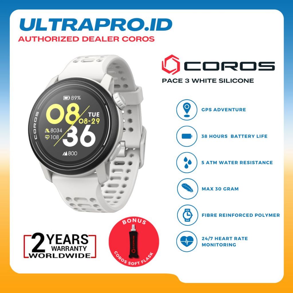 Jual COROS PACE 3 GPS Sport Watch White Silicone Garansi Resmi 2 Tahun ...
