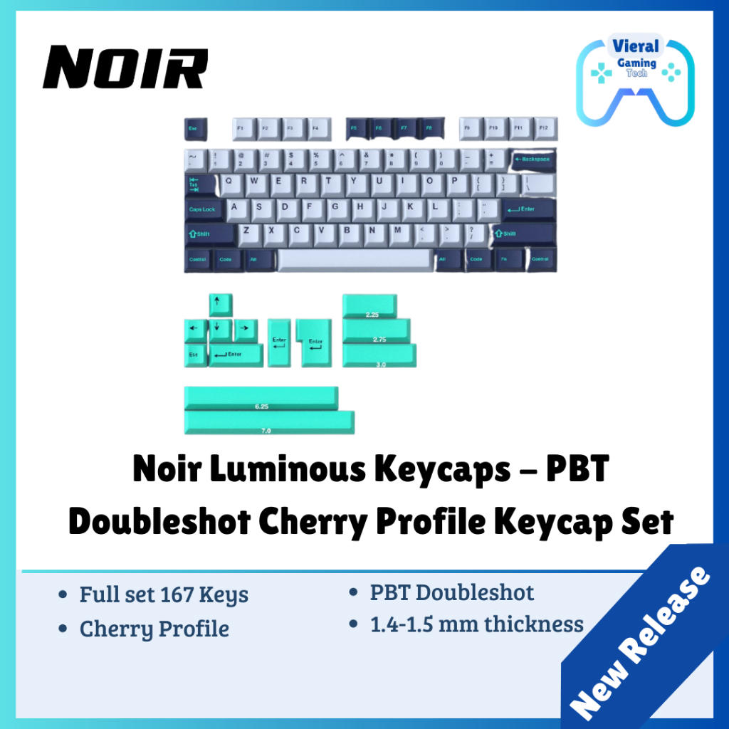 Jual Noir Luminous Keycaps - PBT Doubleshot Cherry Profile Keycap Set ...
