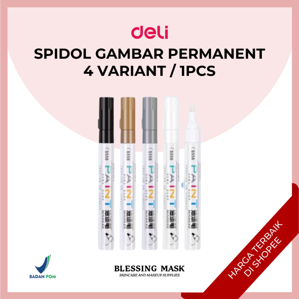 Jual Deli Paint Marker / Spidol Gambar Permanent White, Black, Silver ...