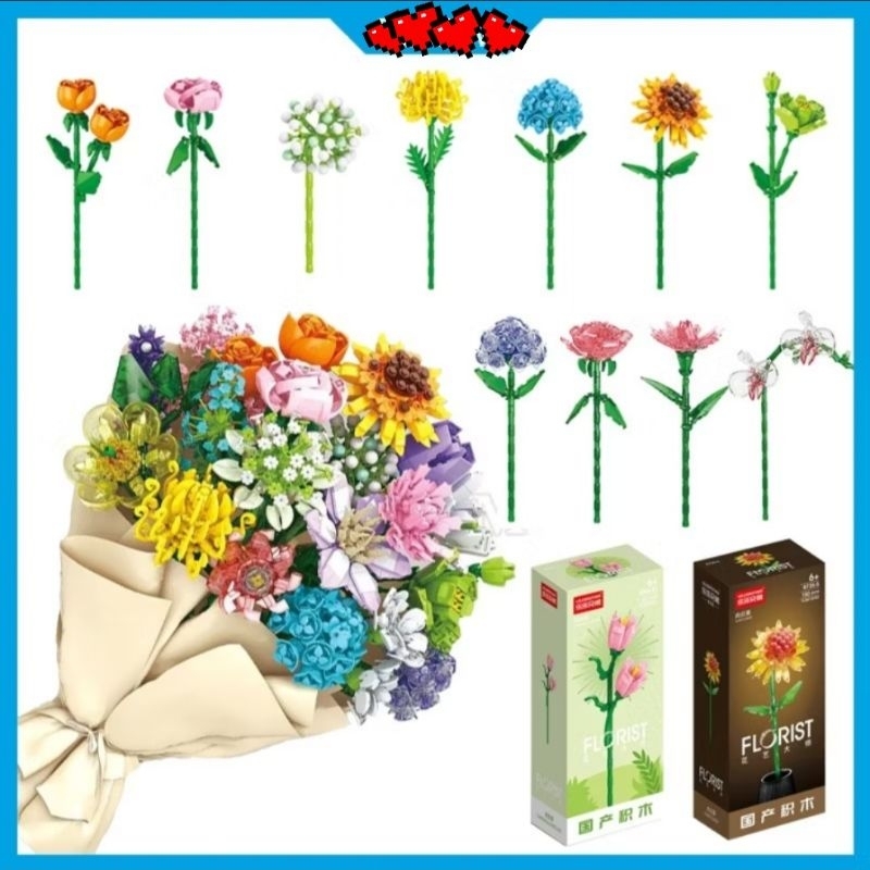 Jual DIY Building Blocks Balok Susun Bunga Nano Flower Bricks Nano ...