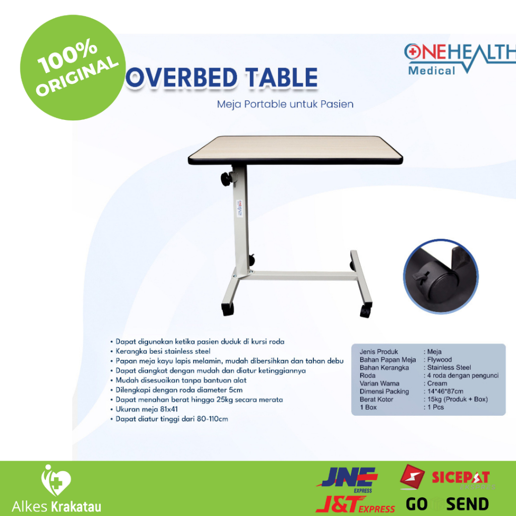 Jual Meja Portable Pasien OneHealth OH-OT01 Overbed Table | Shopee ...