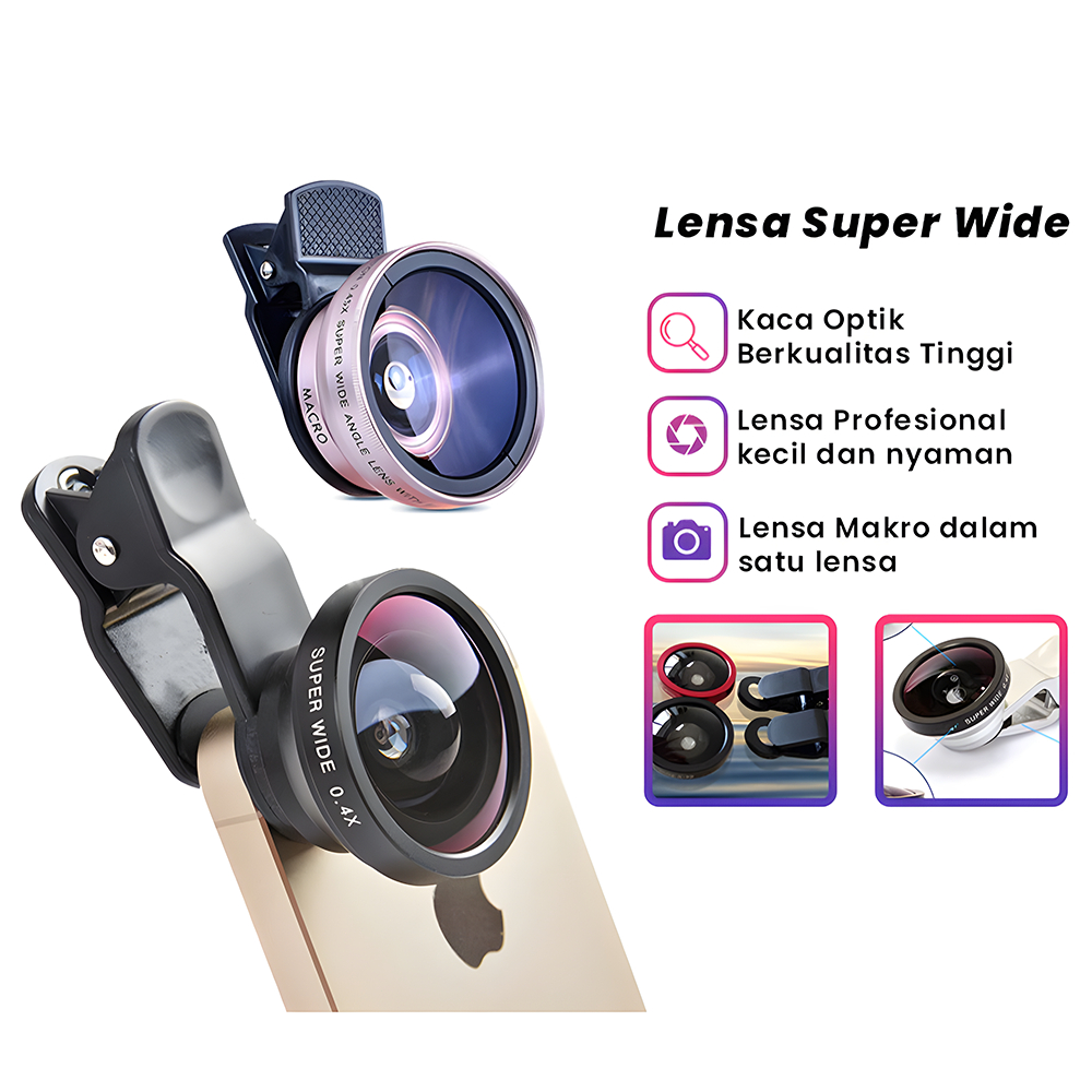 Jual 2 In 1 Lensa Super Wide Angle Lens Macro Smartphone Aksesoris ...