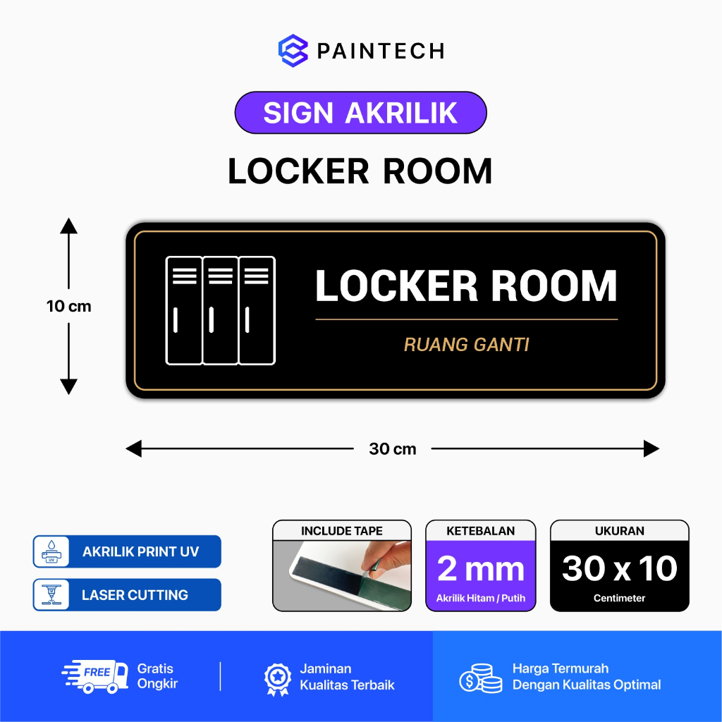 Jual Papan Nama Akrilik Ruang Ganti Ukuran 30 X 10 Signage Locker Room ...