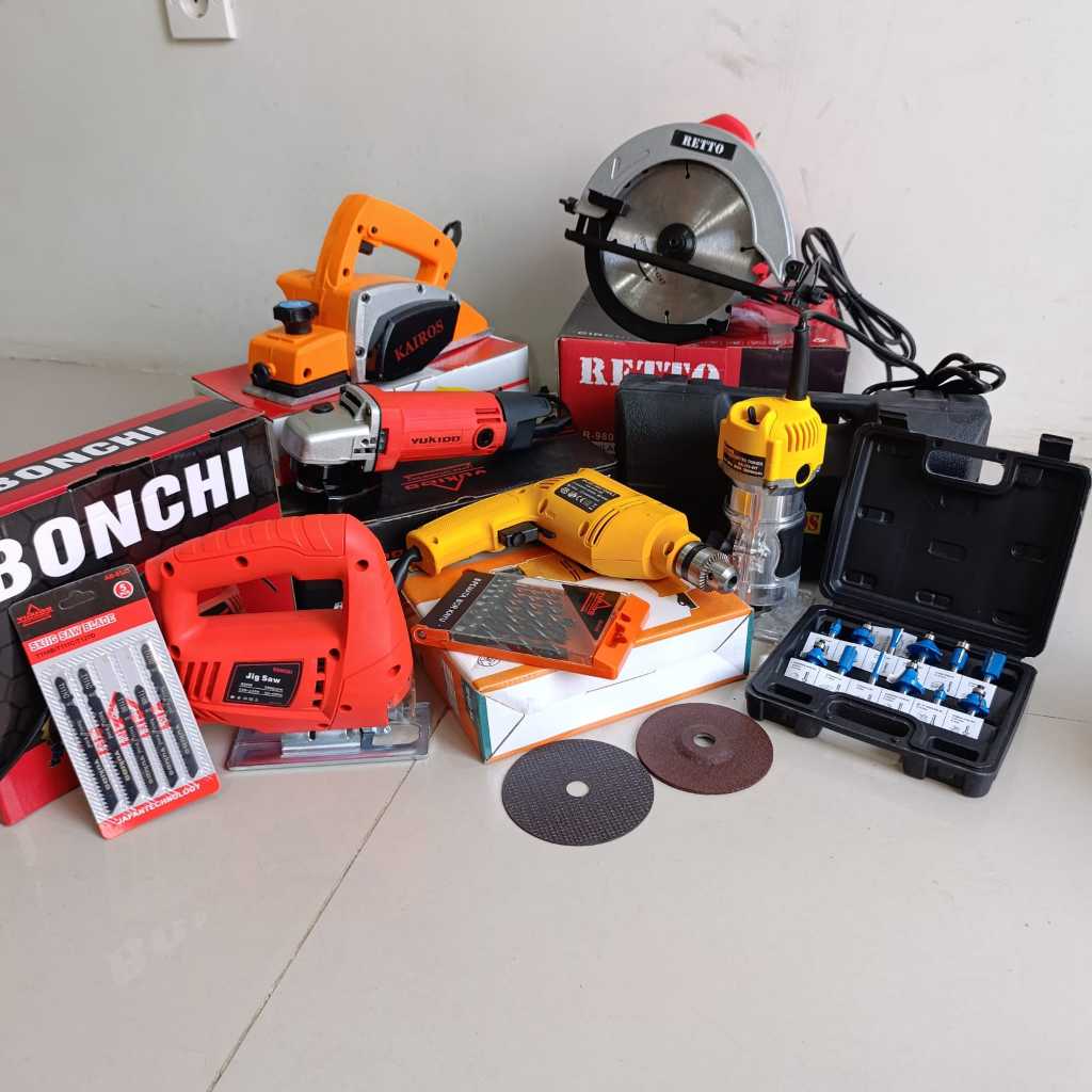 Jual Paket tukang kayu lengkap !! 6 JENIS MESIN dari BOR 10MM / MESIN ...