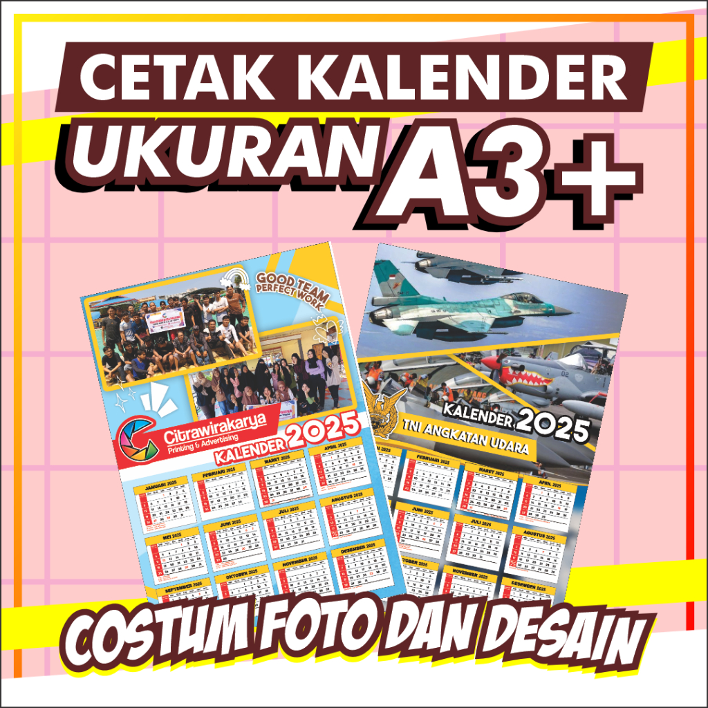 Jual Cetak Kalender 2025 A3+ Desain Suka Suka (12 Bulanan) | Kalender ...